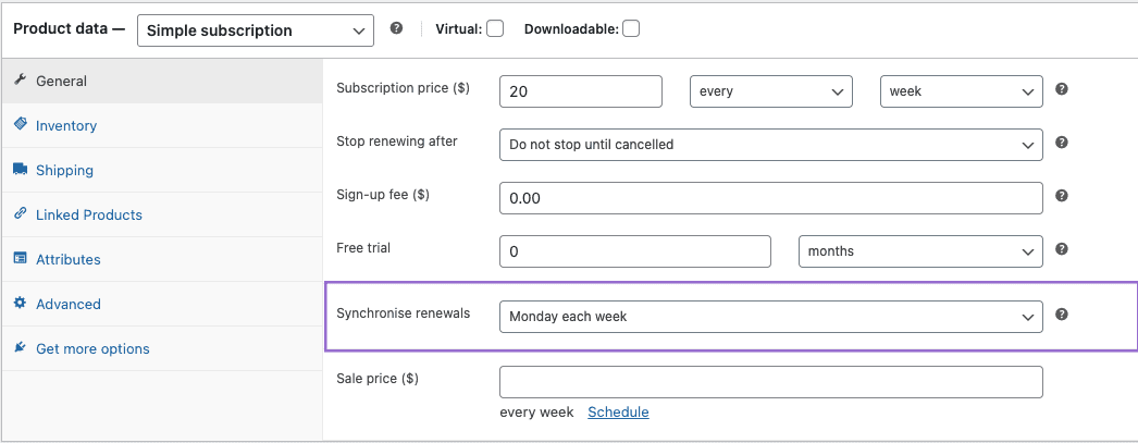 Creating a Synchronized Subscription Product Documentation - WooCommerce