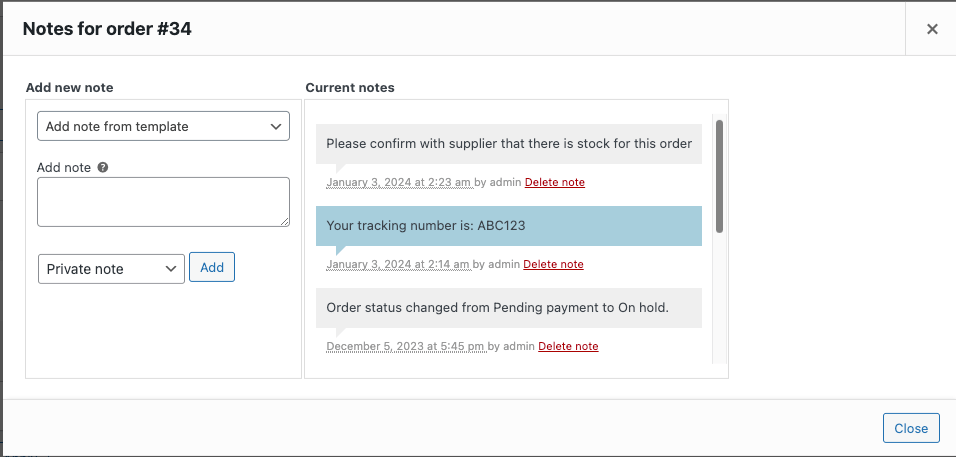 Enhanced Order Notes Documentation - WooCommerce