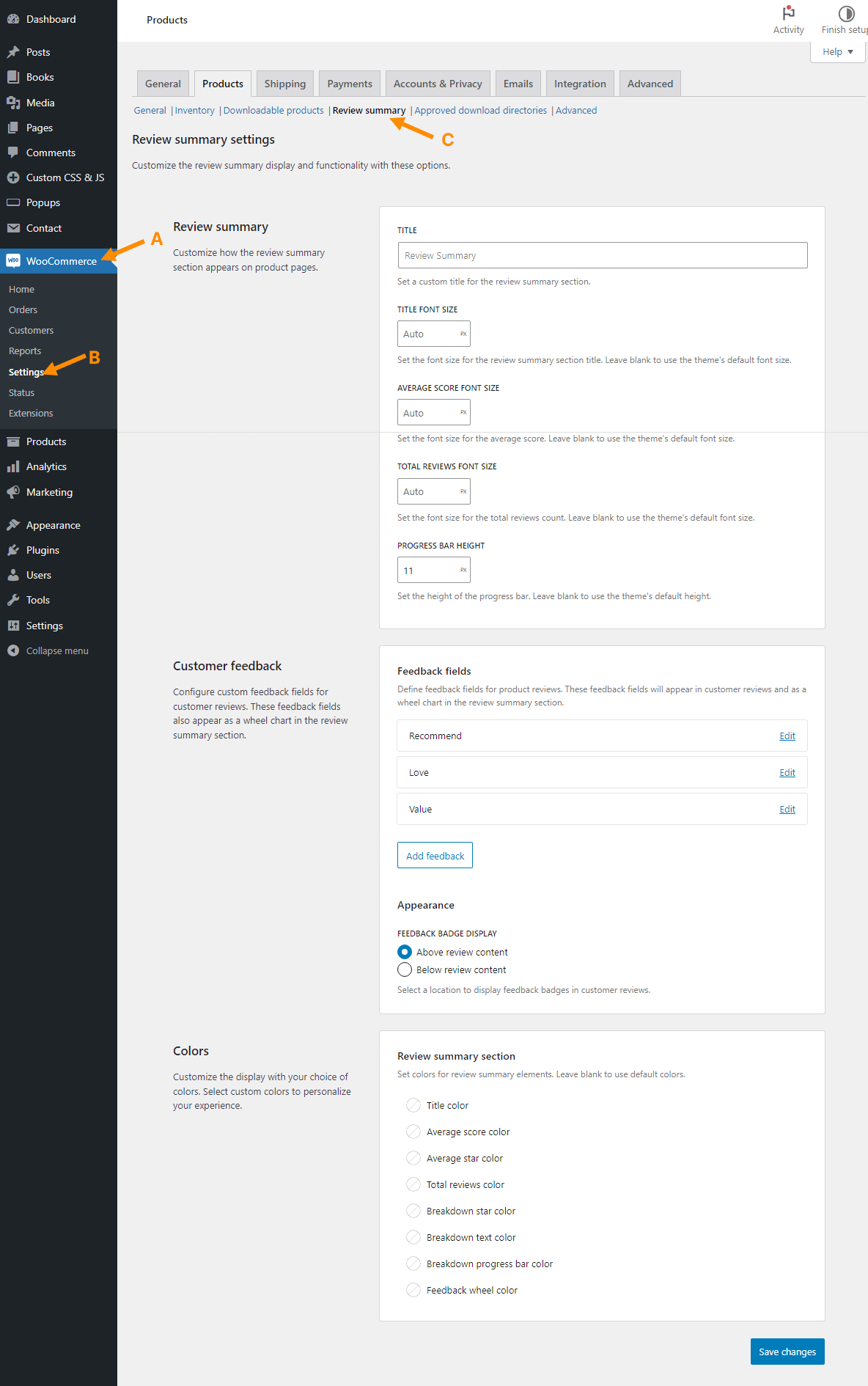 Product Review Summary and Feedback Documentation - WooCommerce