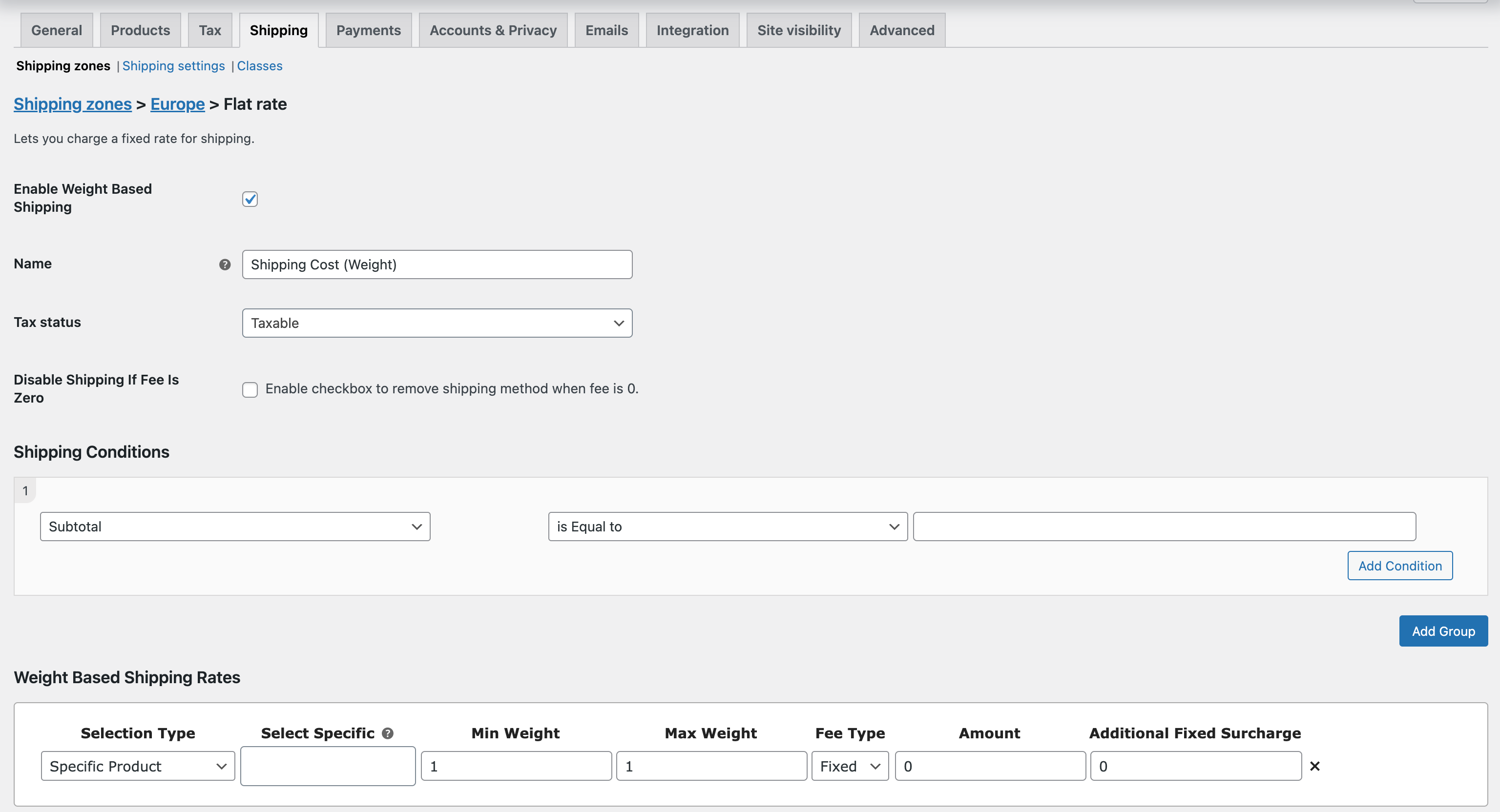 Weight Based Shipping Documentation - WooCommerce