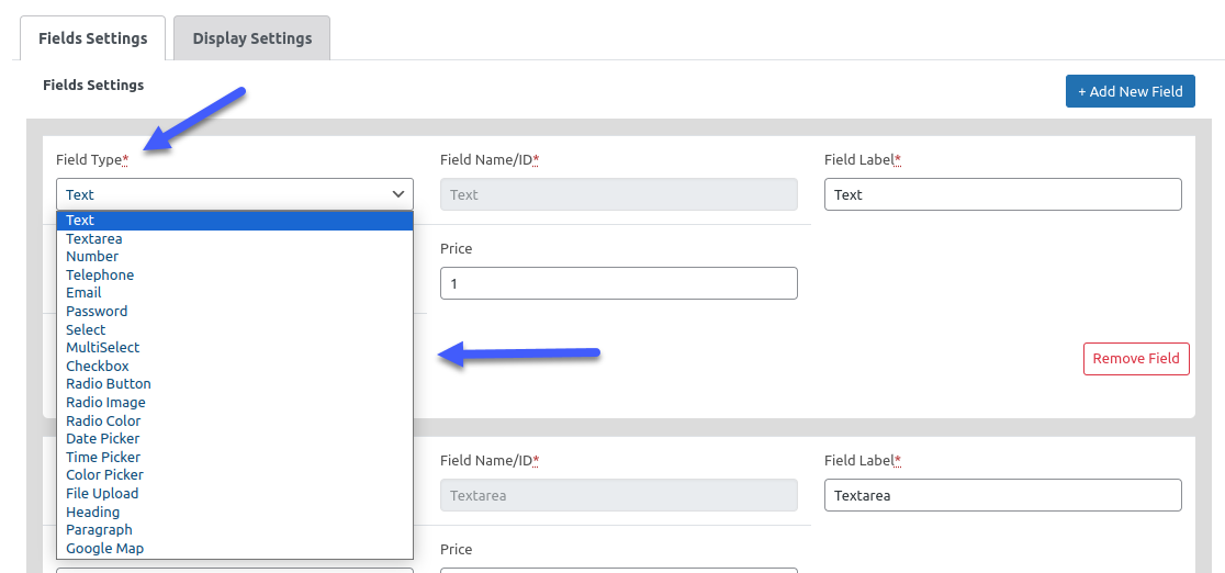 WooCommerce Product Add-ons - Custom Product Fields