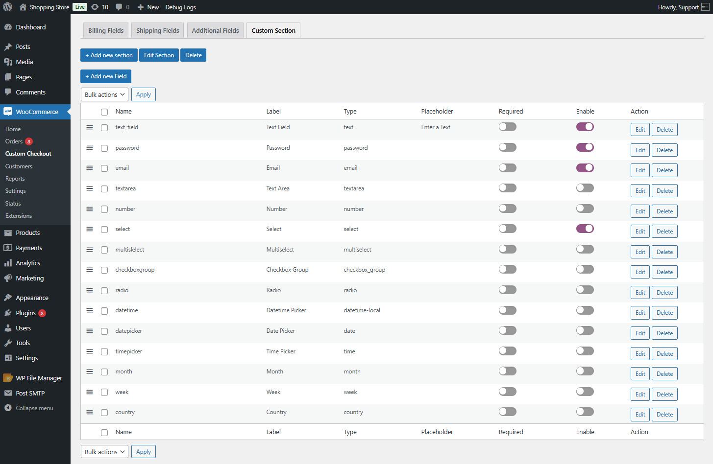 Custom Checkout Fields Editor Documentation - WooCommerce