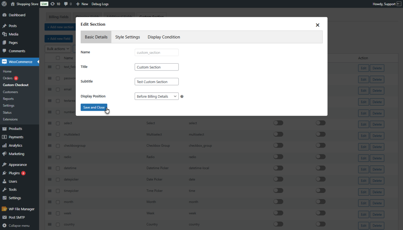 Custom Checkout Fields Editor Documentation - WooCommerce