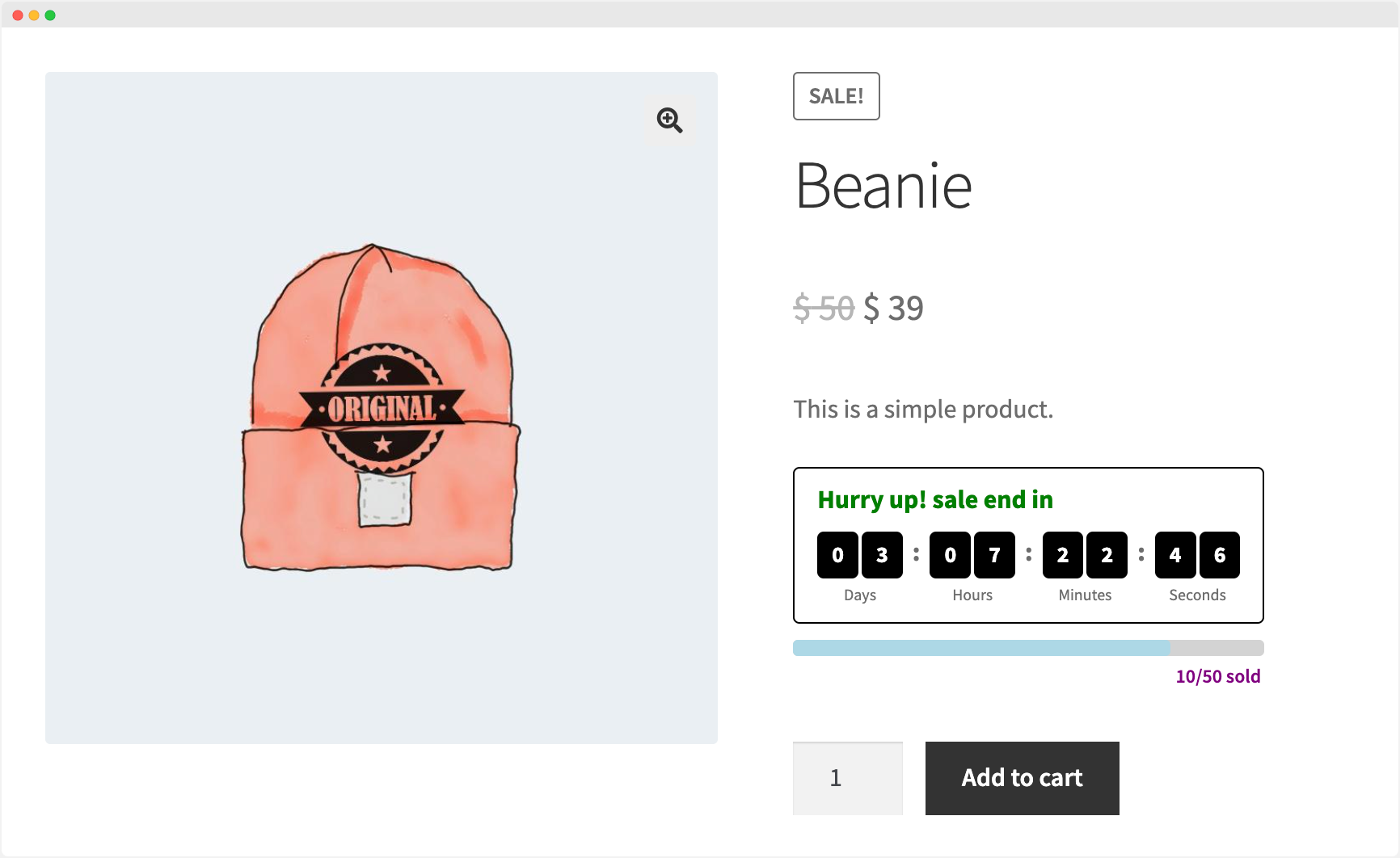 Free Product Sale Countdown Timer for WooCommerce