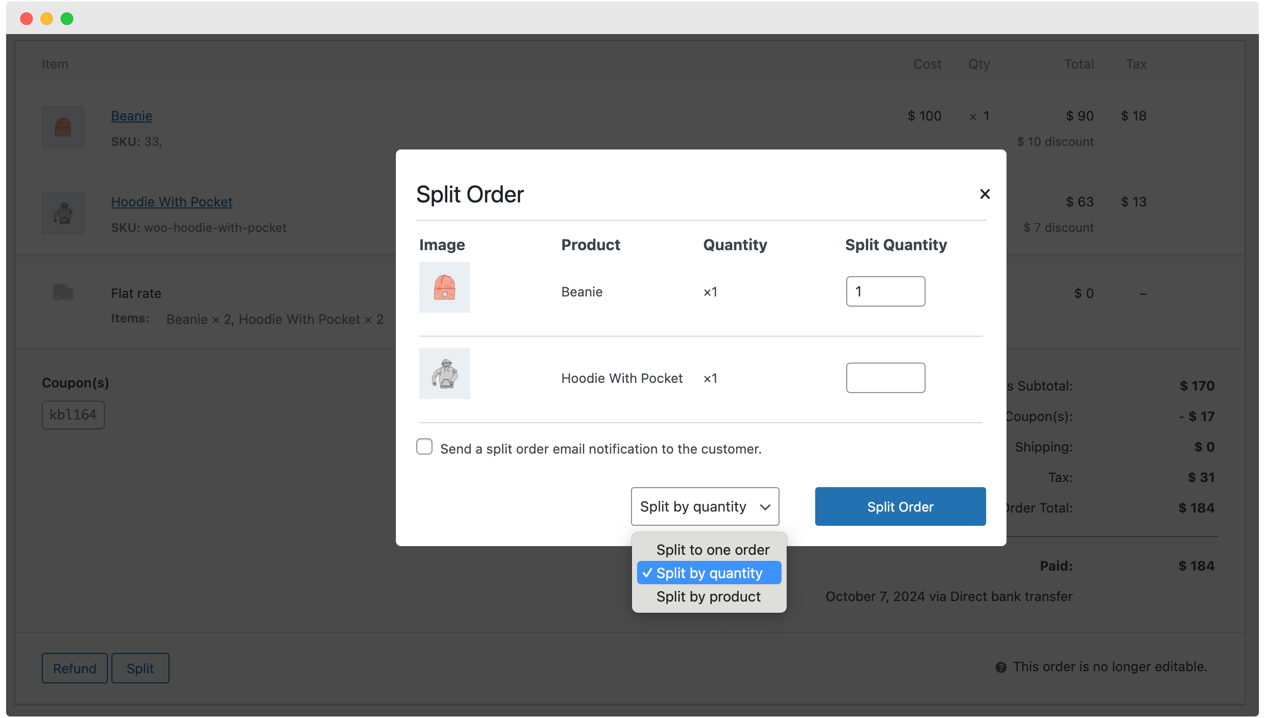 Advanced Split Order - WooCommerce Marketplace