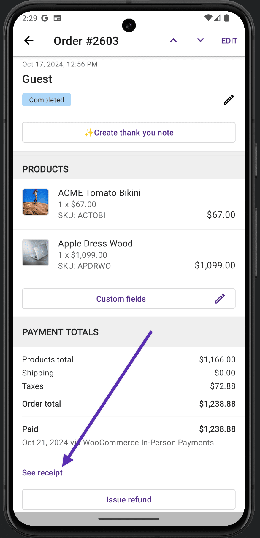 Receipts Documentation - WooCommerce