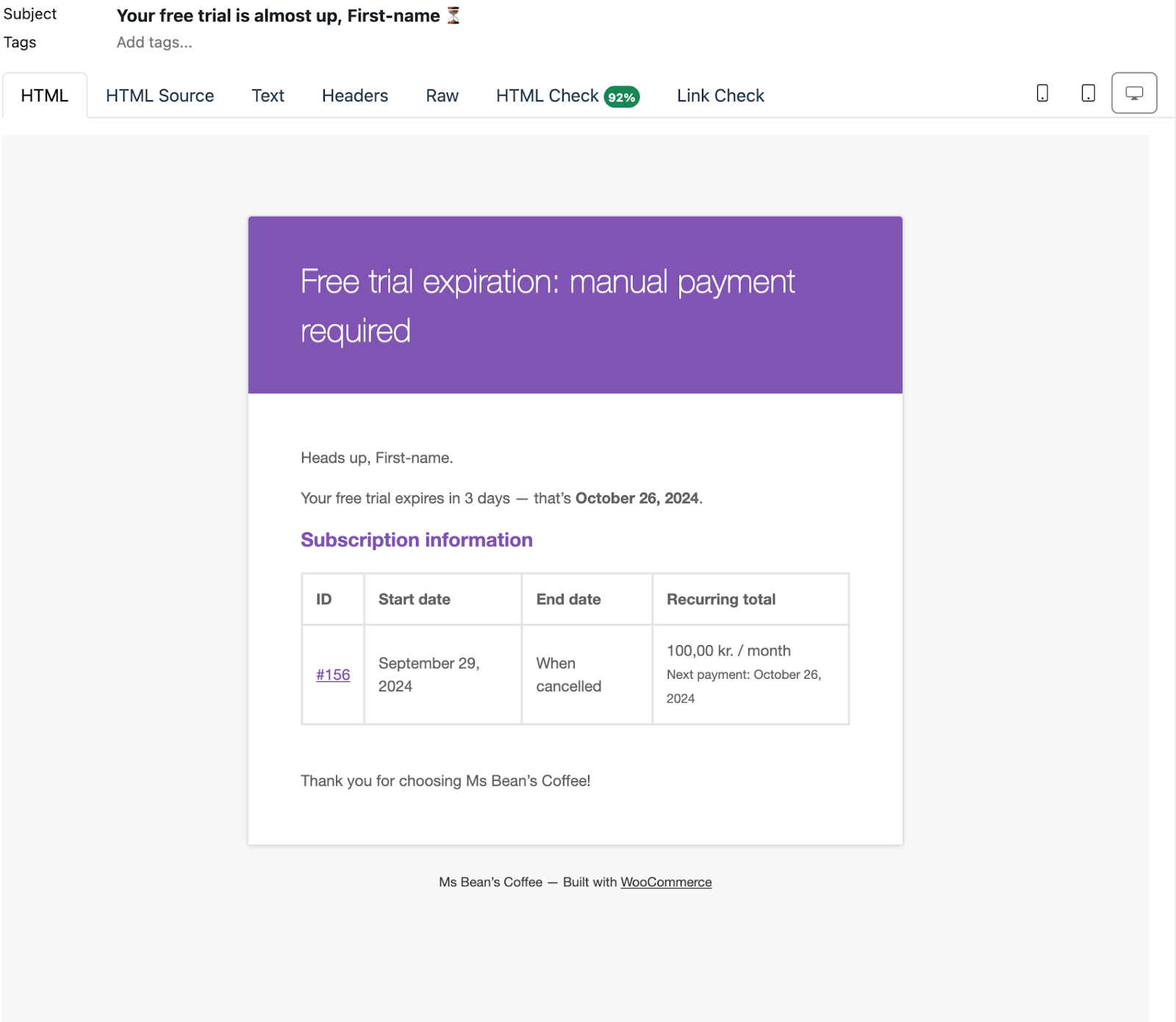 Subscription Notifications Documentation - WooCommerce