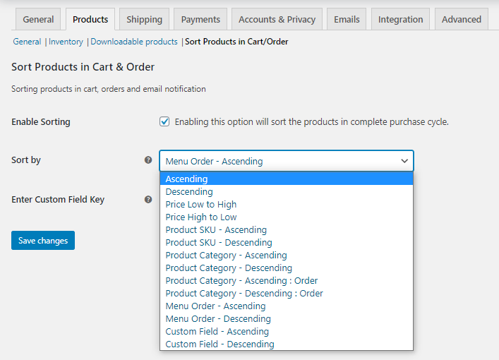 Sort Products in Cart and Order - WooCommerce Marketplace