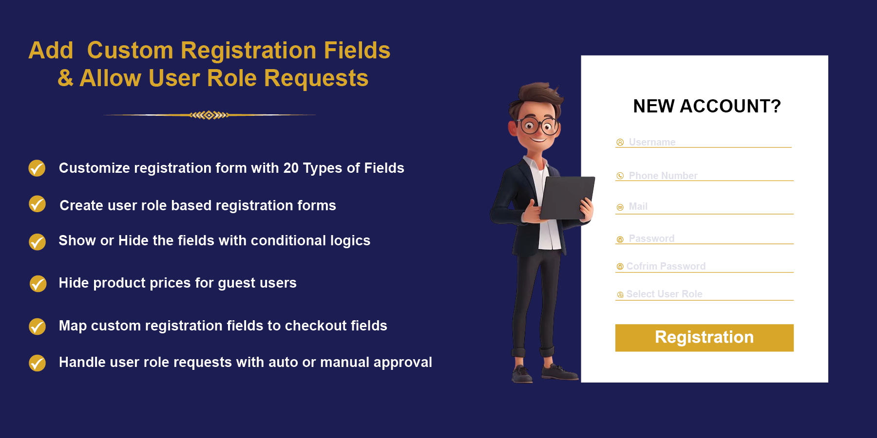 Registration Fields & User Roles Approvals - WooCommerce Marketplace