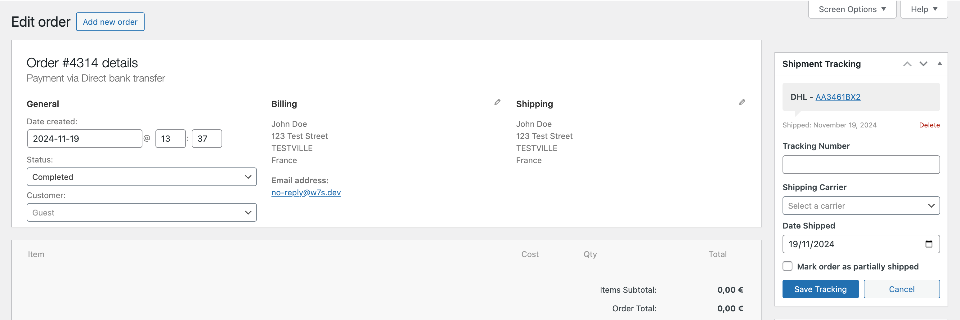 Order Shipment Tracking Documentation - WooCommerce