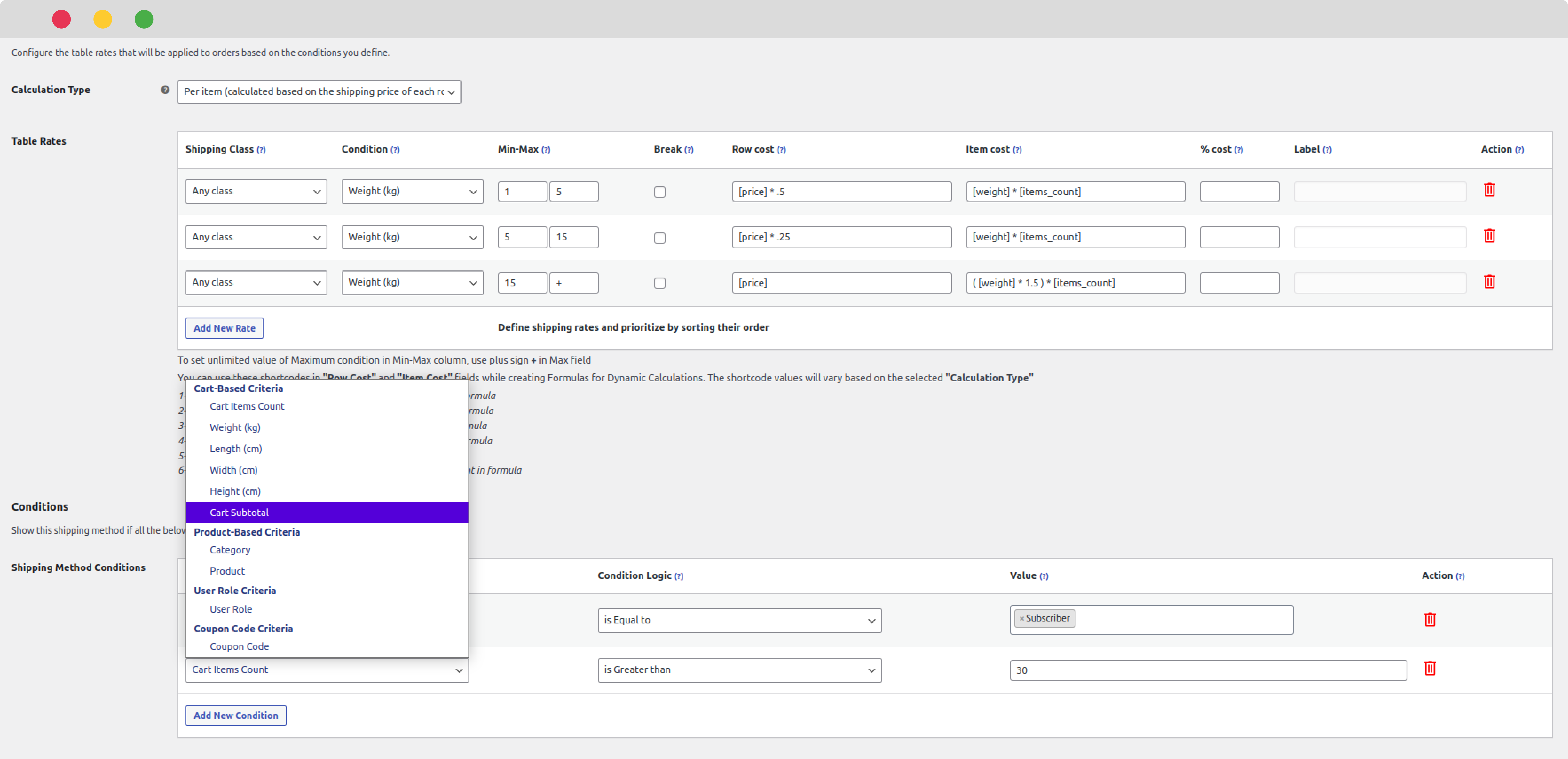 Conditional Shipping And Table Rates Woocommerce Marketplace