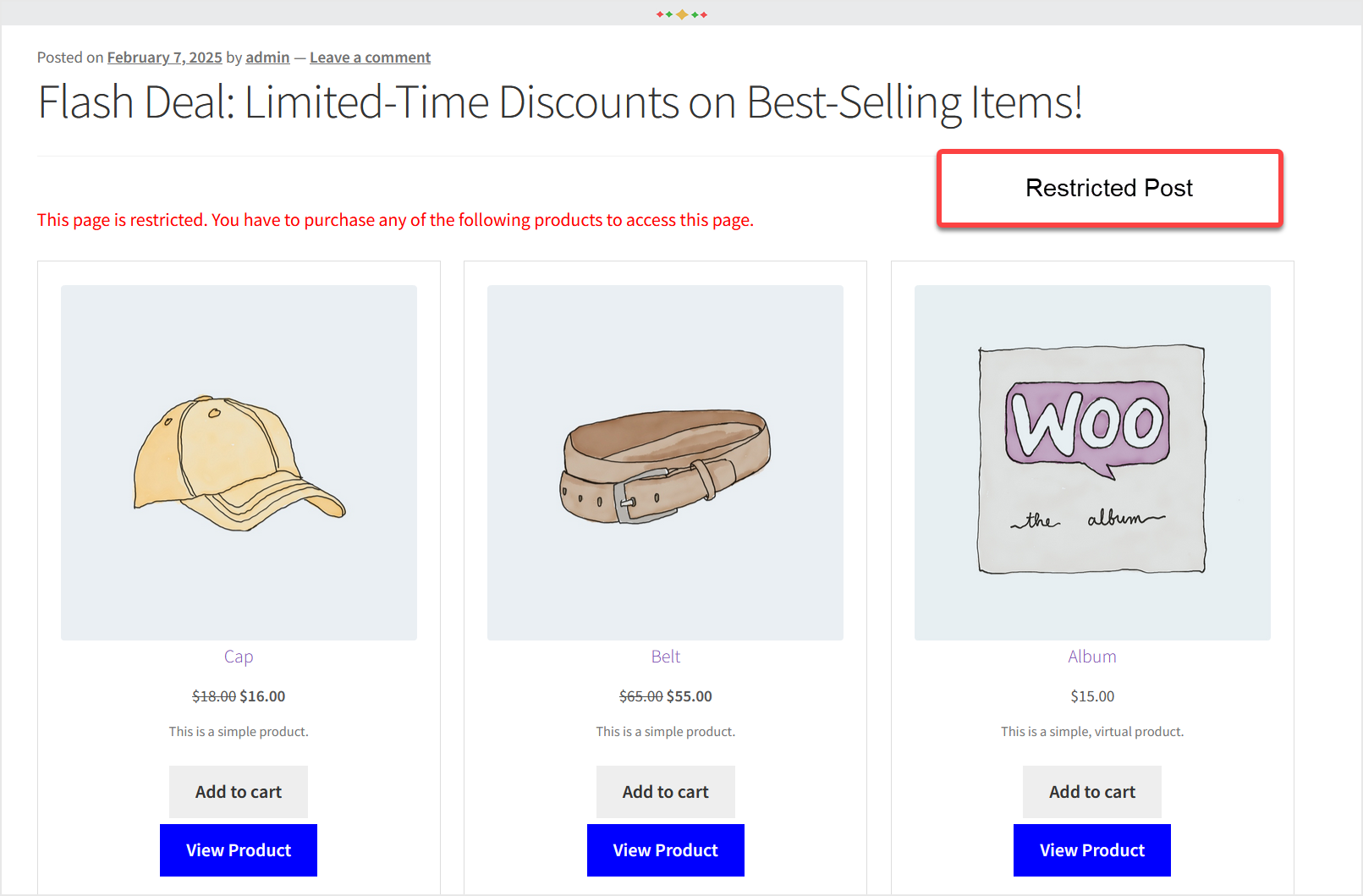 WooCommerce Pay for Post - Buy Product to Access Post & Pages