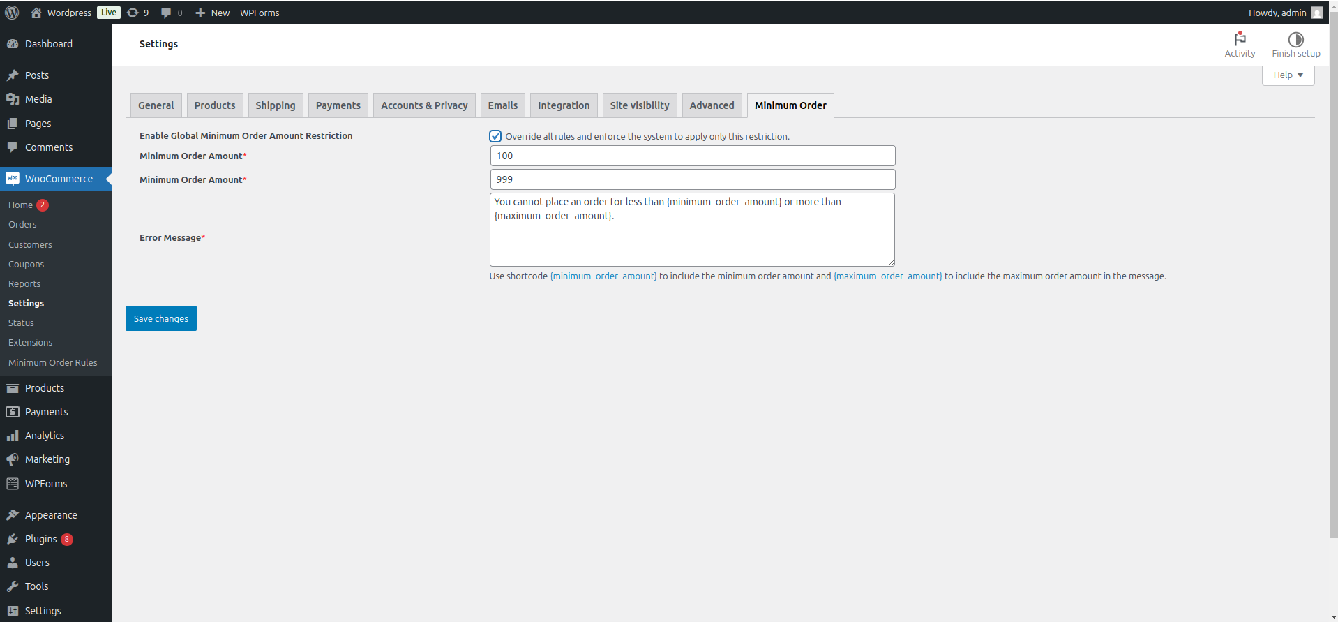 Minimum Order Amount - WooCommerce Marketplace