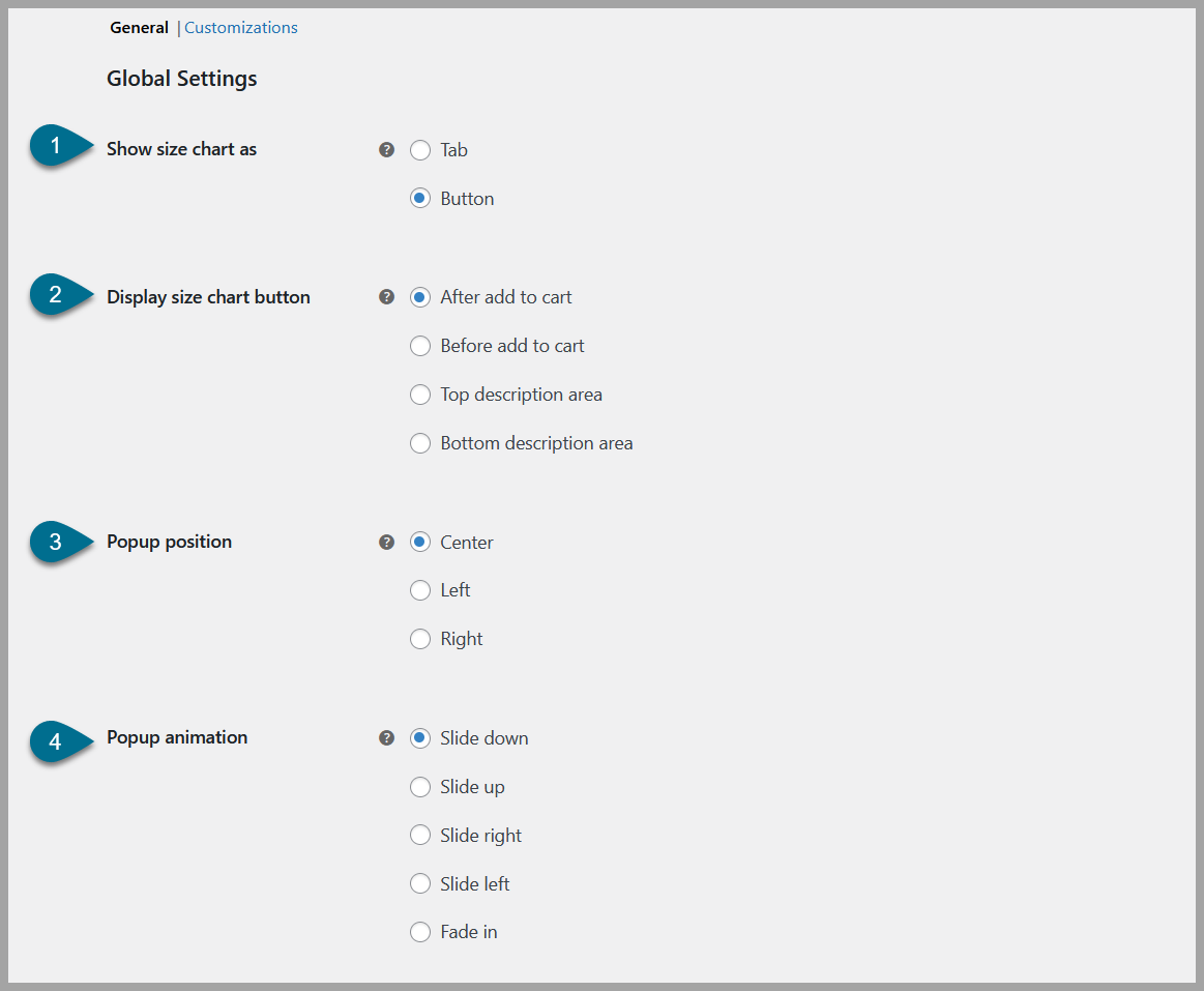 How to Add Custom Size Charts in WooCommerce? Documentation - WooCommerce