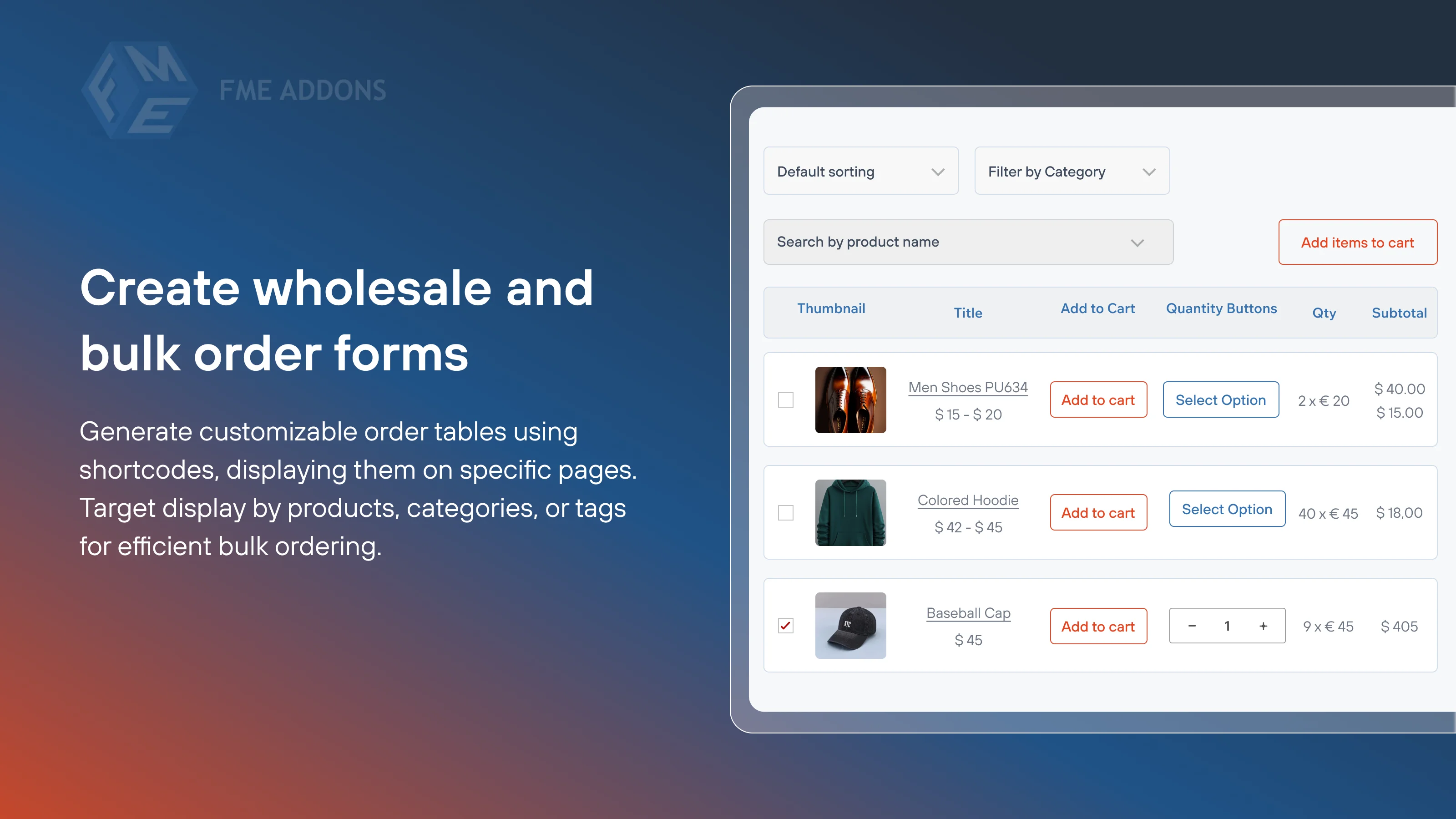 Wholesale and Bulk Order Form for WooCommerce