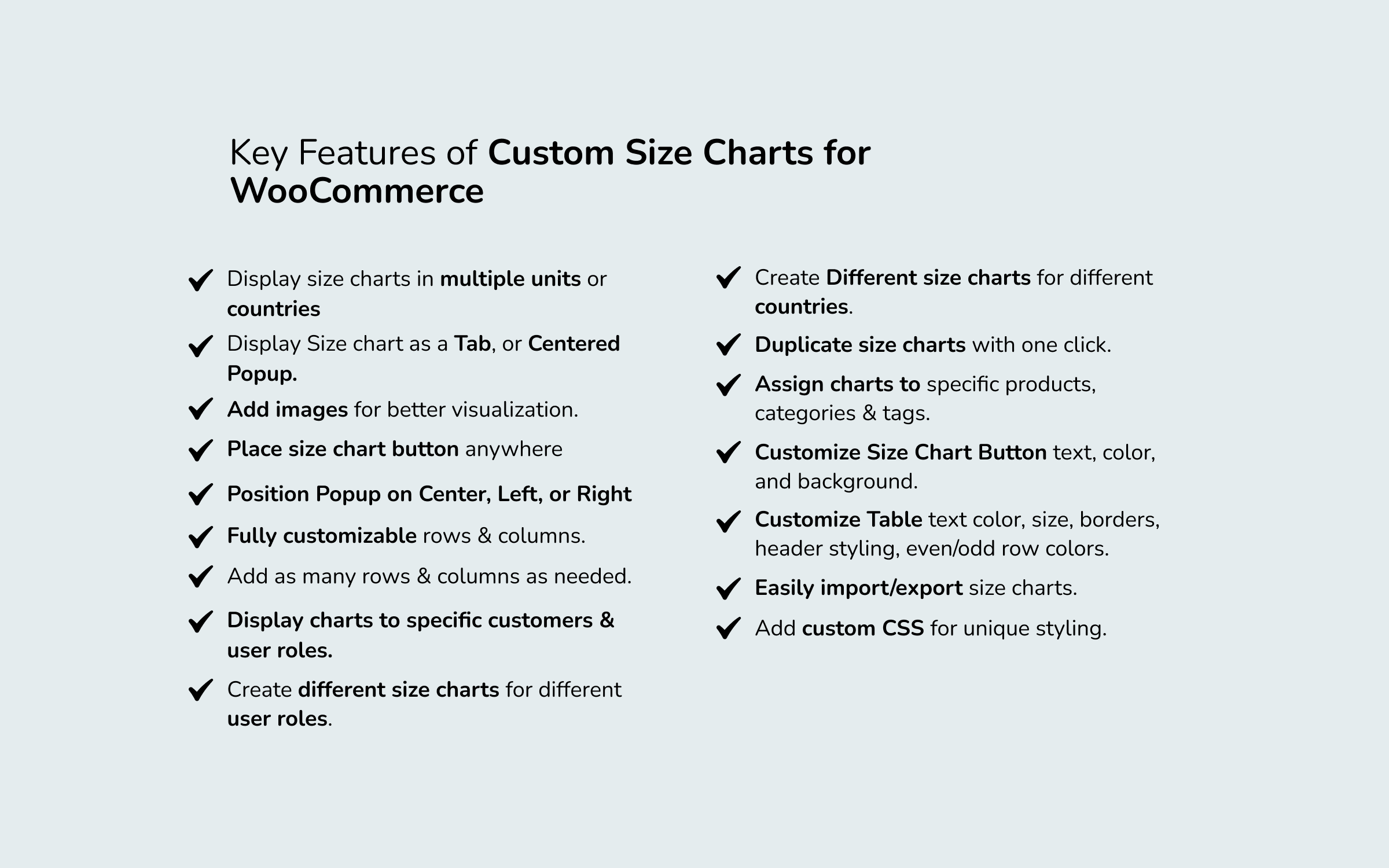 Custom Size Charts - WooCommerce Marketplace