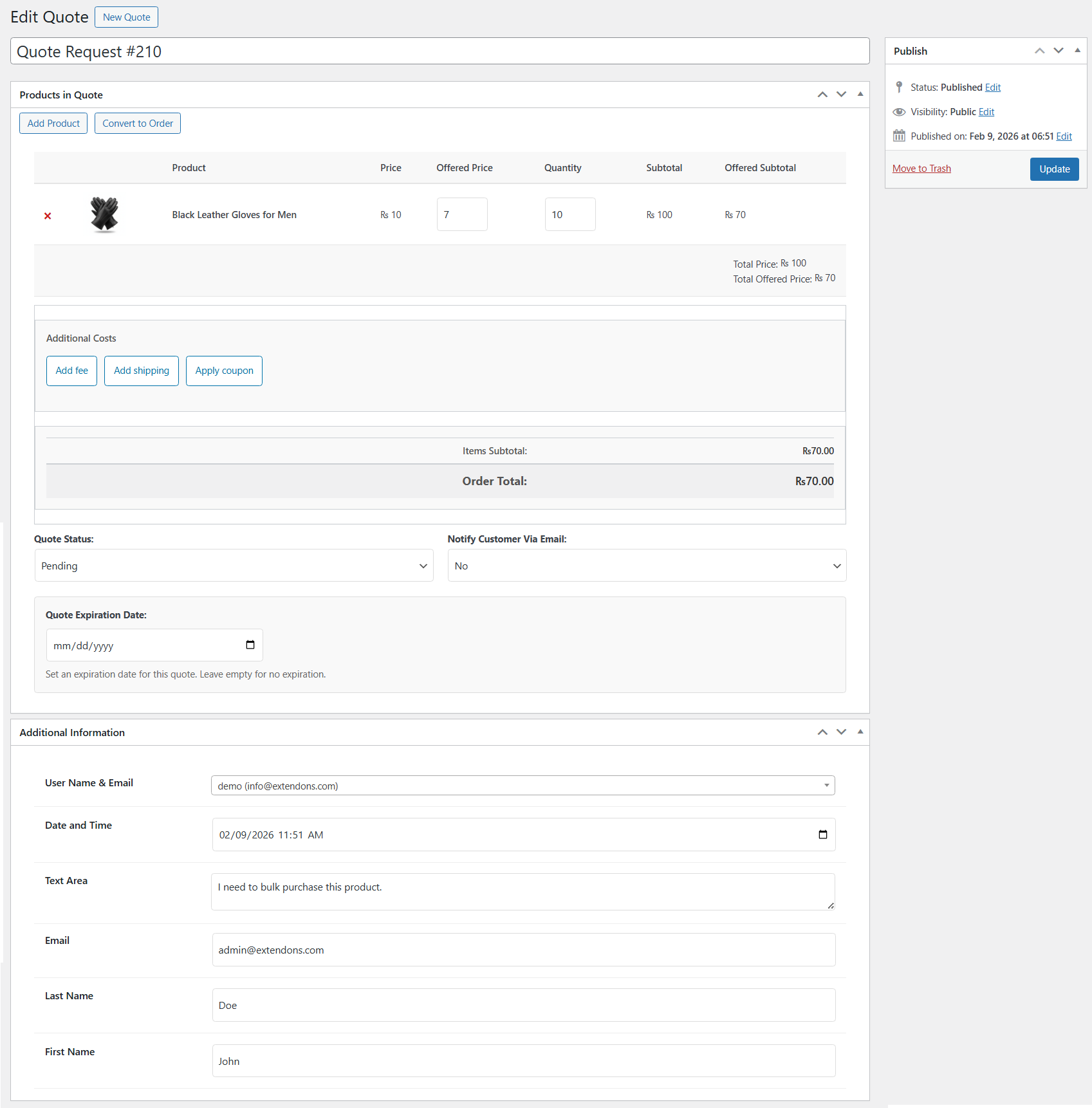 Request a Quote for Price - WooCommerce Marketplace
