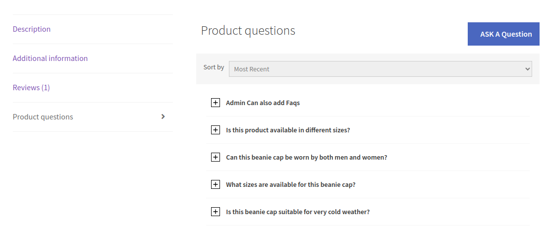 WooCommerce FAQ plugin - Woo Marketplace