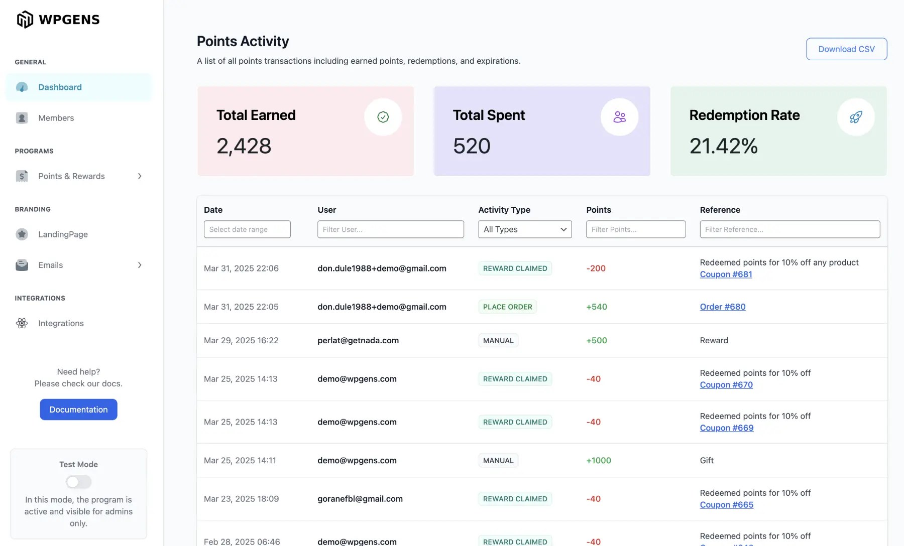 WPGens Points and Rewards - WooCommerce Marketplace