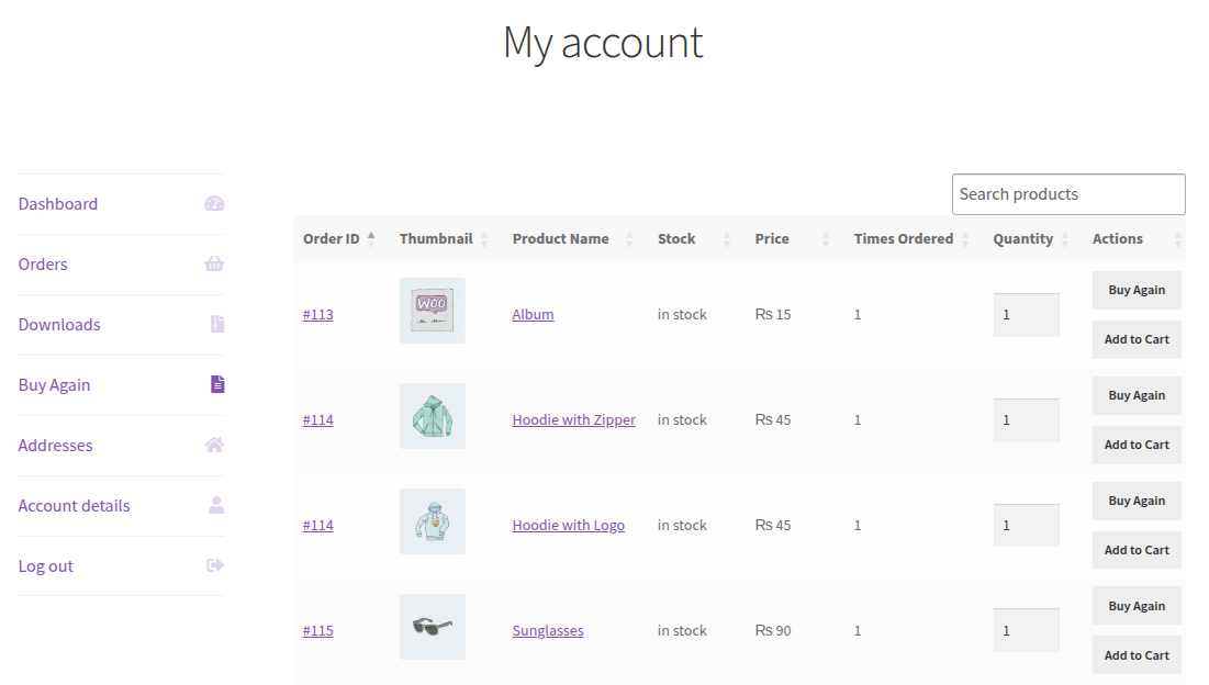 Repeat Order and Buy Again - WooCommerce Marketplace