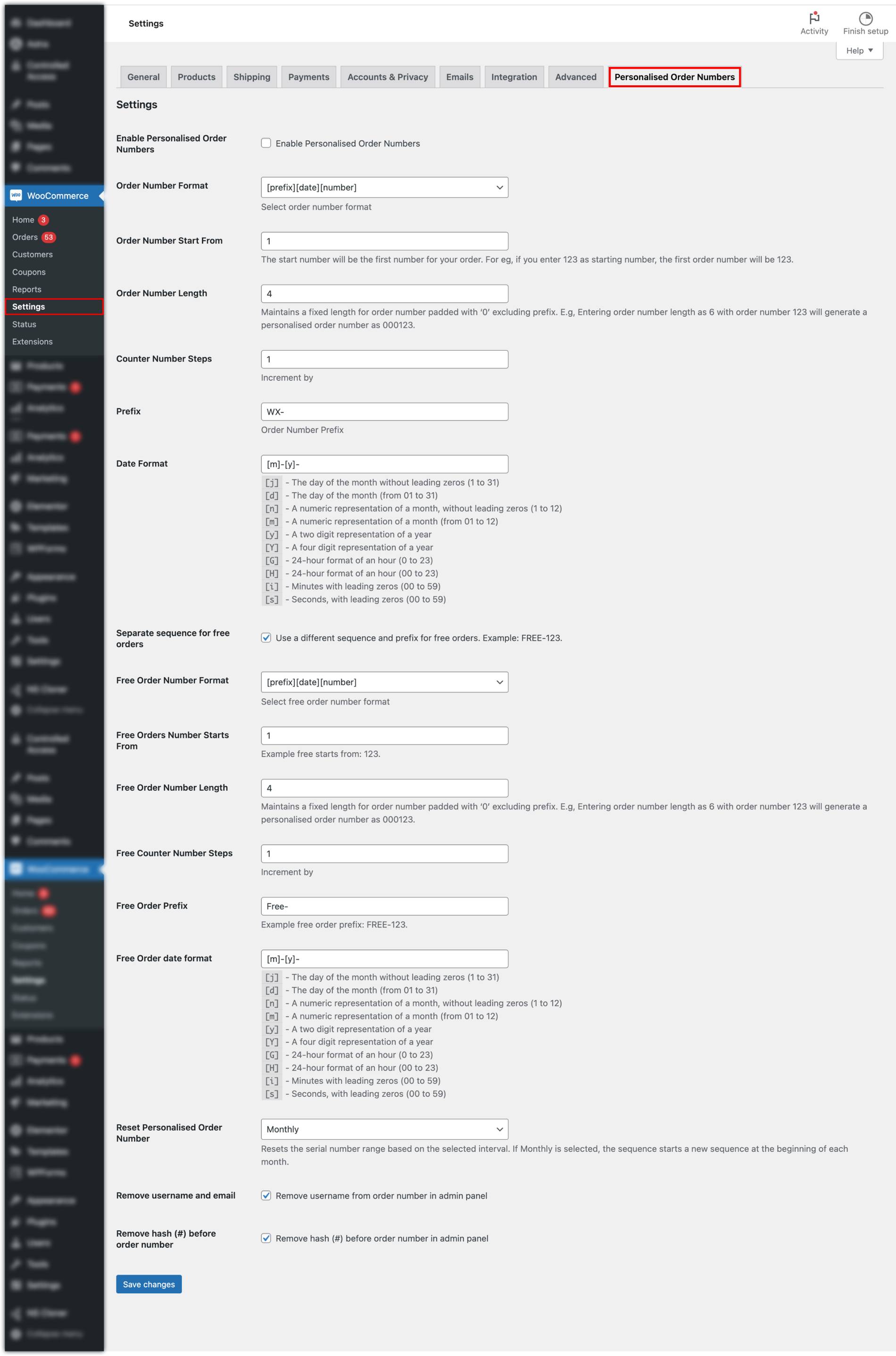 Personalised Order Numbers - WooCommerce Marketplace