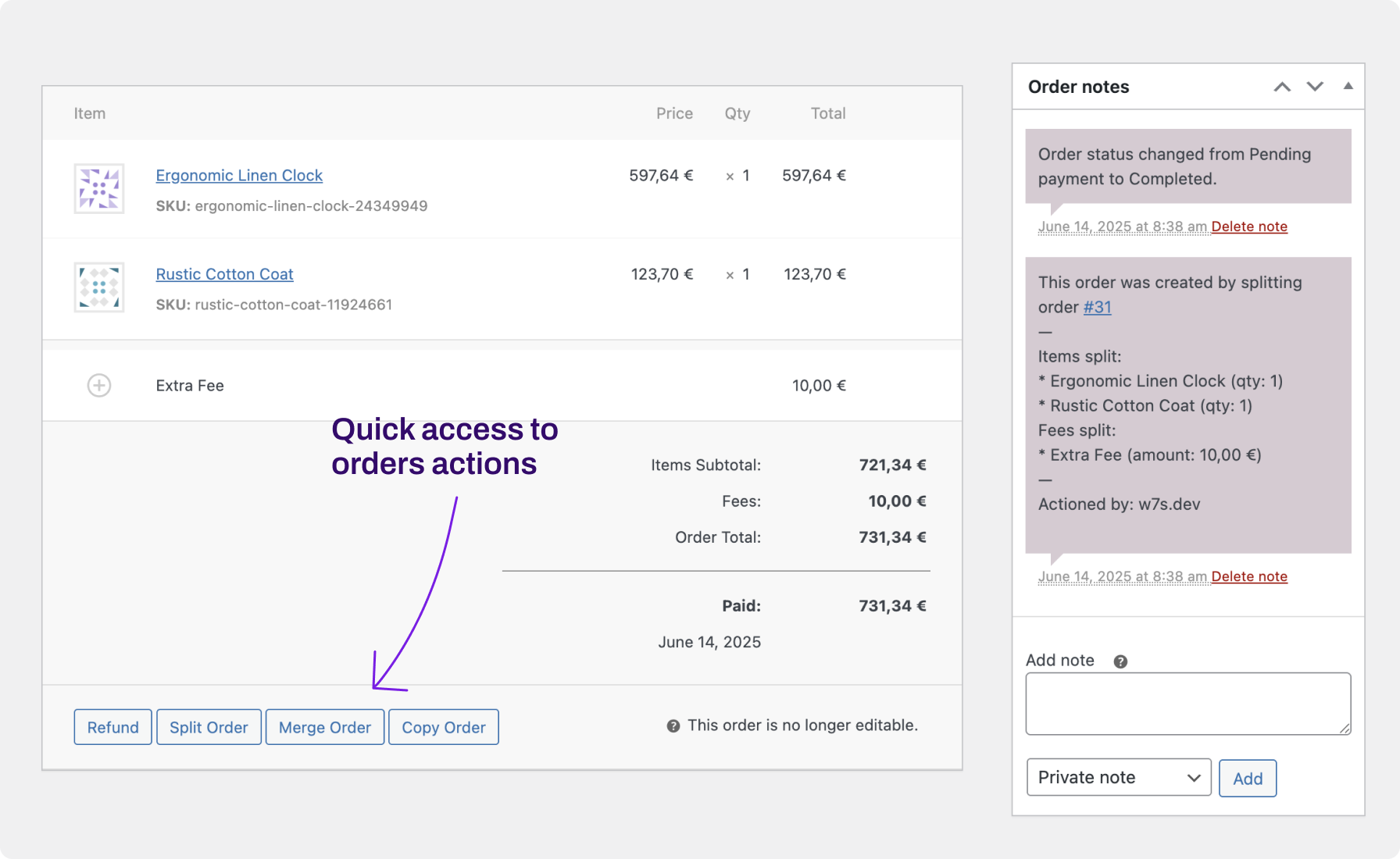 Split Copy Merge Order Actions - WooCommerce Marketplace
