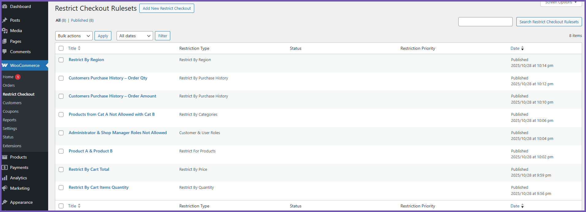 Restrict Checkout Documentation - WooCommerce