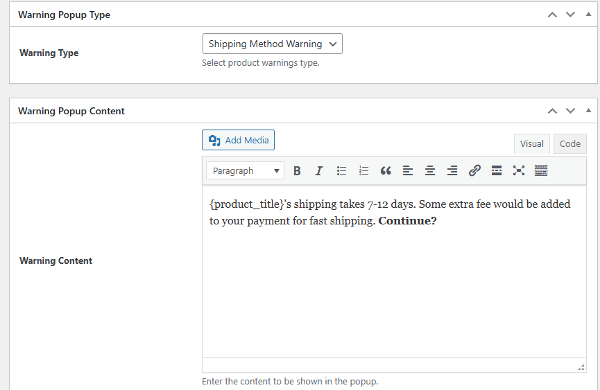 Product Warnings & Alerts - WooCommerce Marketplace