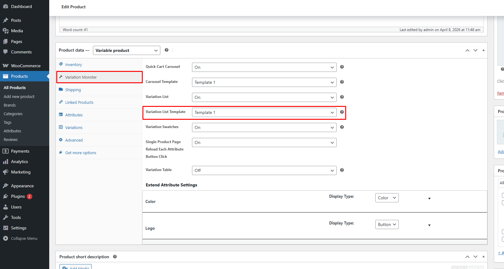 How the variation list template works Documentation - WooCommerce