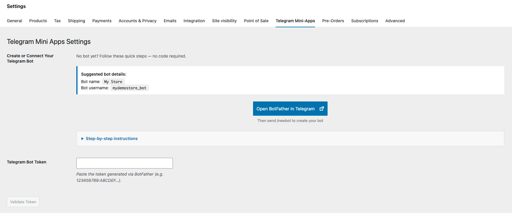 Telegram Mini-Apps Documentation - WooCommerce