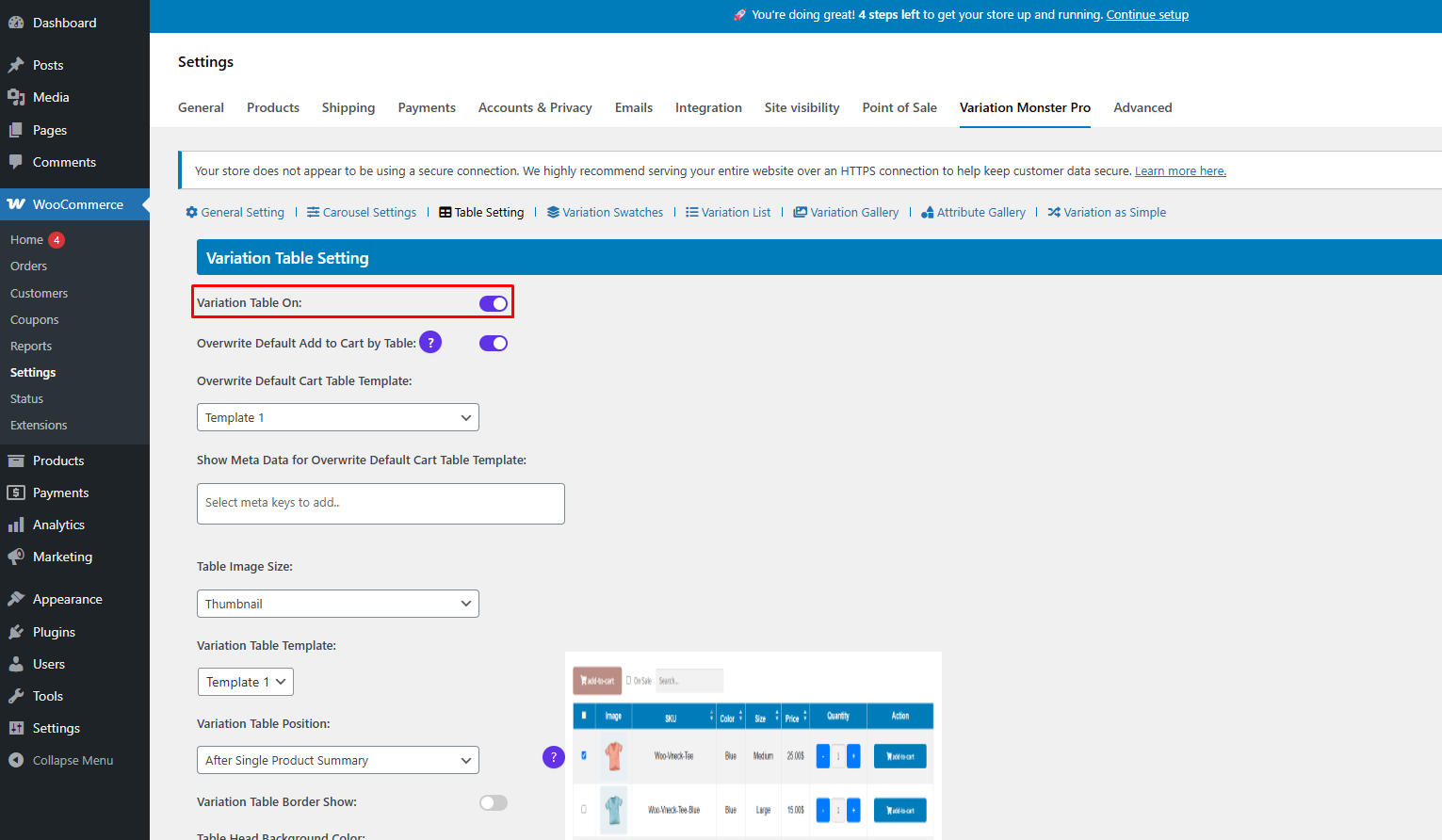 How to Configure & Change the Variation Table Template Documentation ...