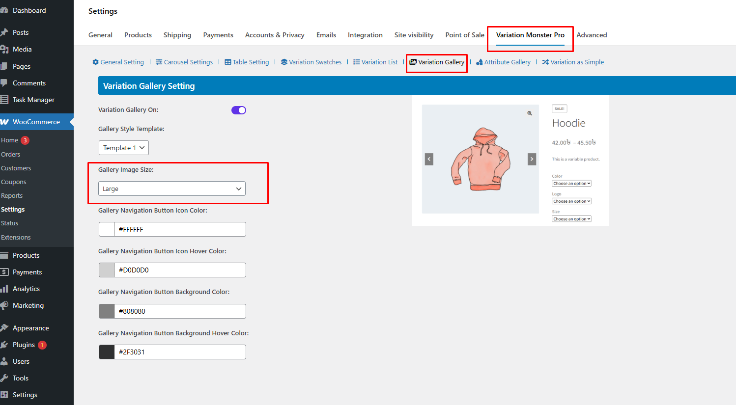 How to Configure the Variation Gallery (Template, Image Size, and ...